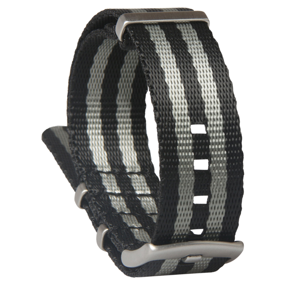 James Bond Seat Belt Stripe Nylon Watch Bands with Brushed Heavy Duty ...