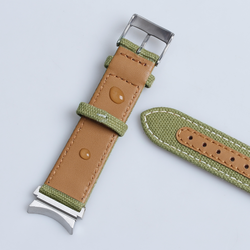 Custom Samsung Galaxy Watch 4 Bands Canvas And Leather Hybrid Watch ...